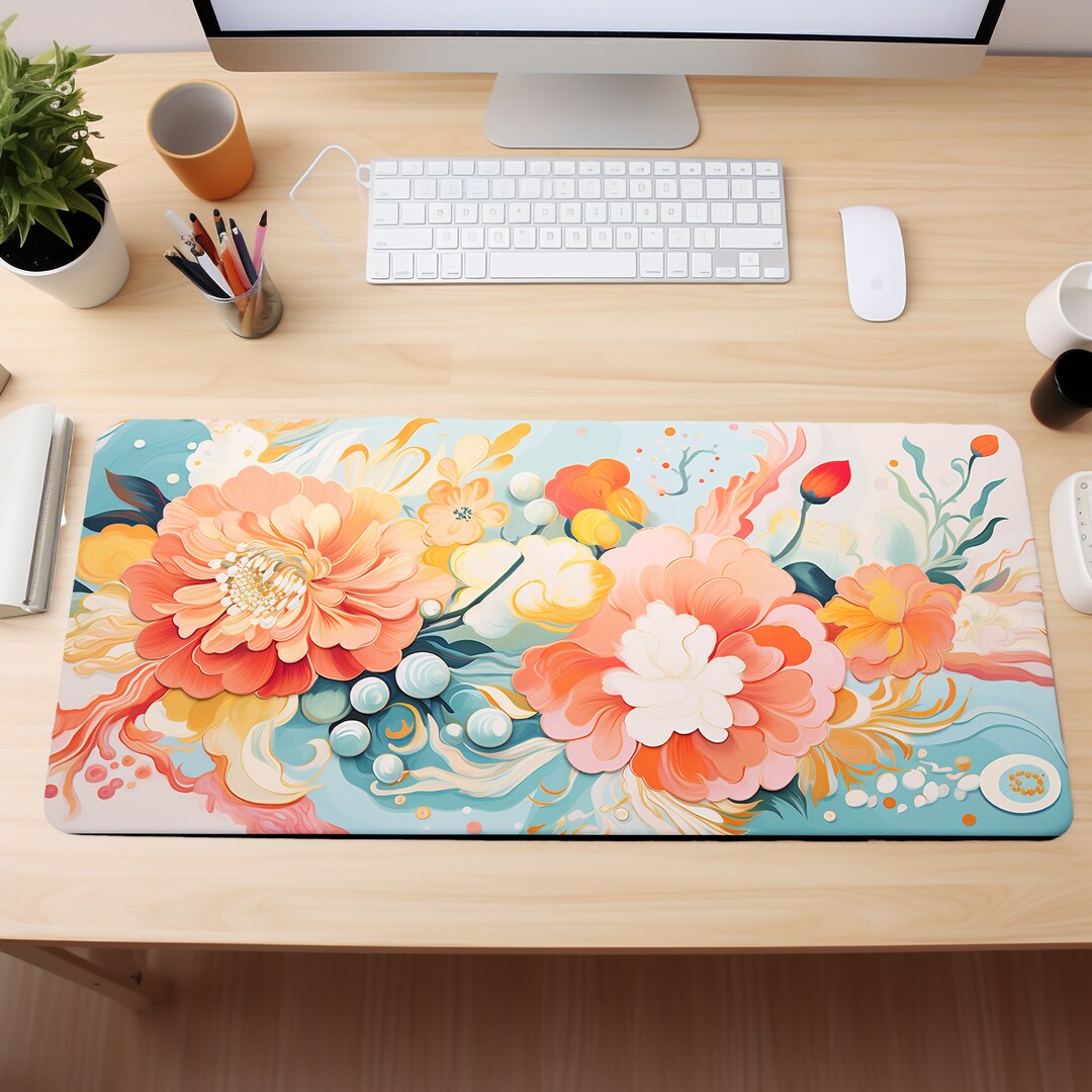 Cute Preppy Floral Desk Mat - Etsy