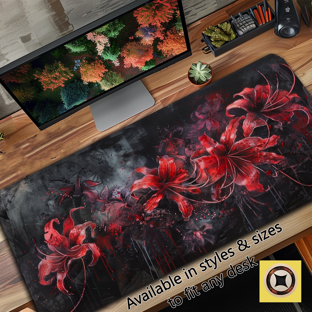 Red Spider Lily Goth Desk Decor, Gothic Desk Mat Mousepad, Goth ...