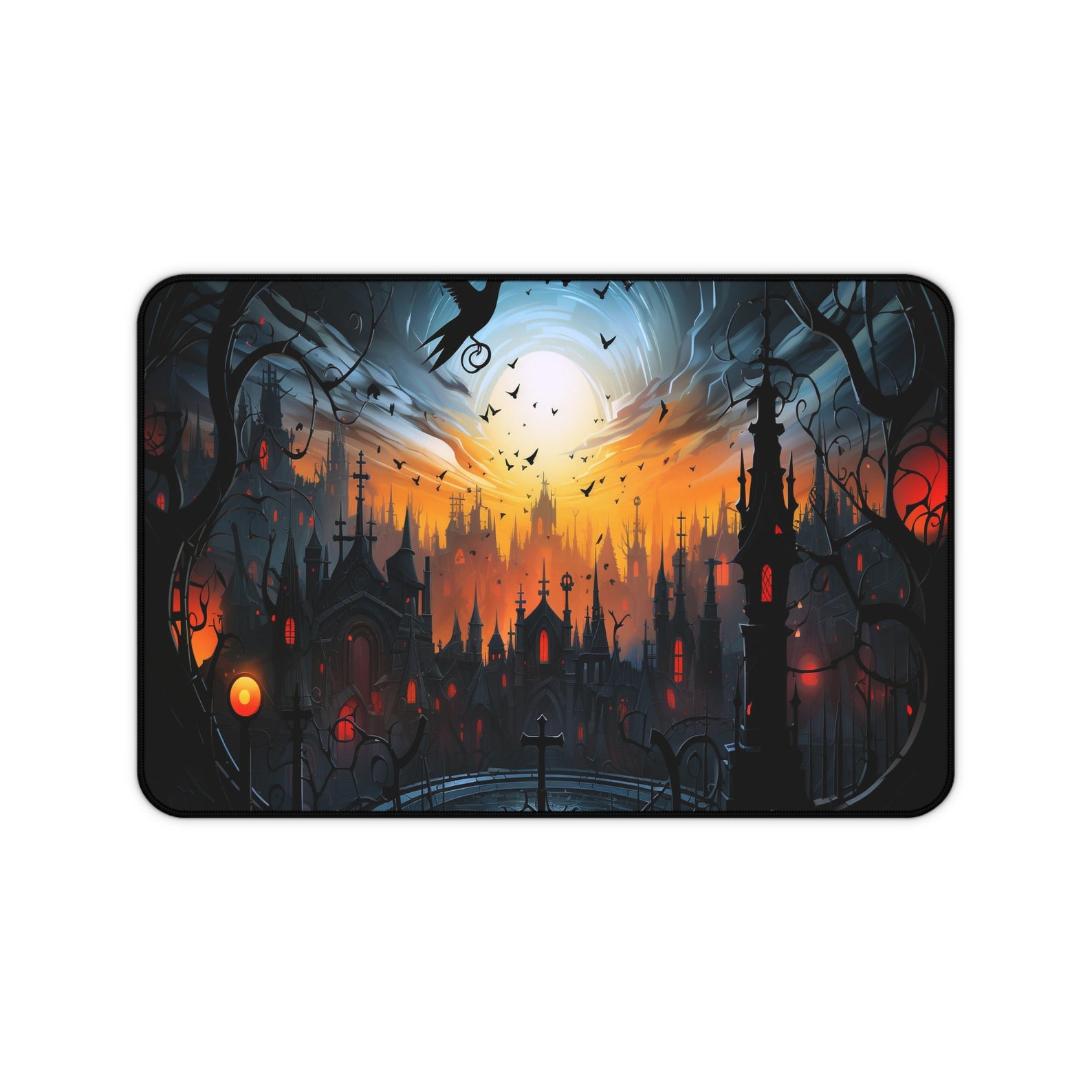 Mesmerizing Gothic Graveyard Desk Mat, Cemetery Mousepad, Spooky Desk ...
