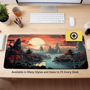 Japanese Sunset Desk Mat, Japan Gaming Setup, Large Game Table Decor ...