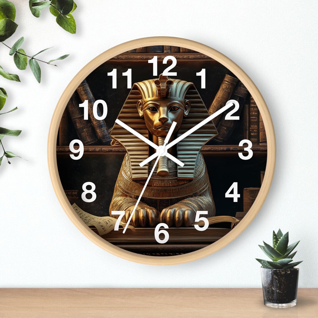 Fantasy Egyptian Sphinx Round Wall Clock - Sphinx Print Wall Clock ...