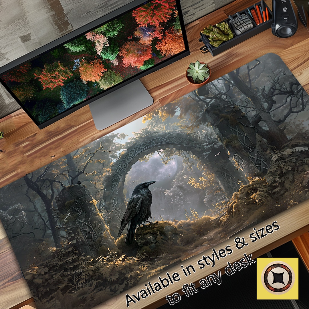 Viking Raven Gaming Playmat Desk Mat Mousepad Featuring Black Raven ...