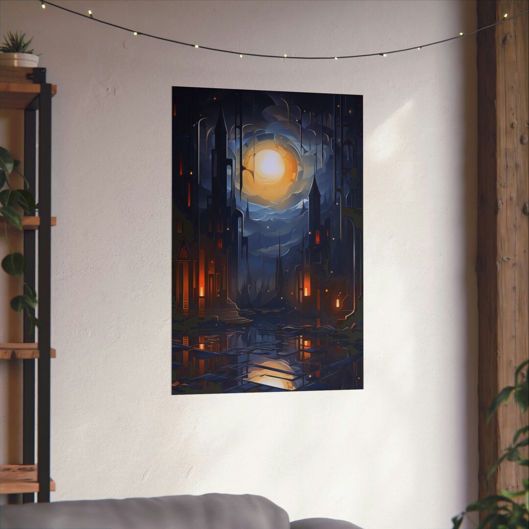 Midnight Village Gothic Poster Art, Unique Wall Art, Goth Wall Art ...