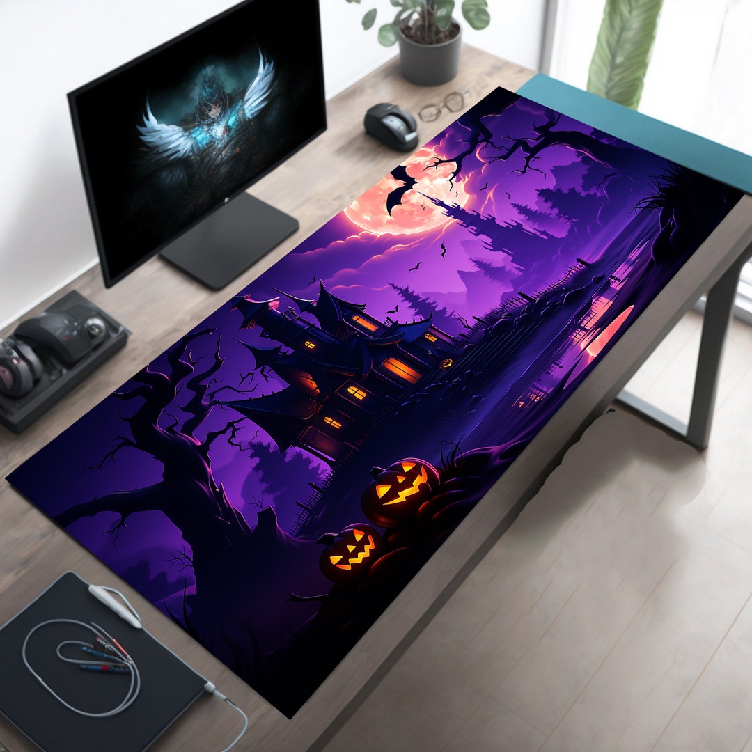 Haunted House Mousepad, Spooky Desk Mat, Halloween Mousepad, Goth Desk ...