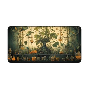 Witchy Botanical Potions and Plants Desk Decor, Witchy Desk Mat, Plant ...