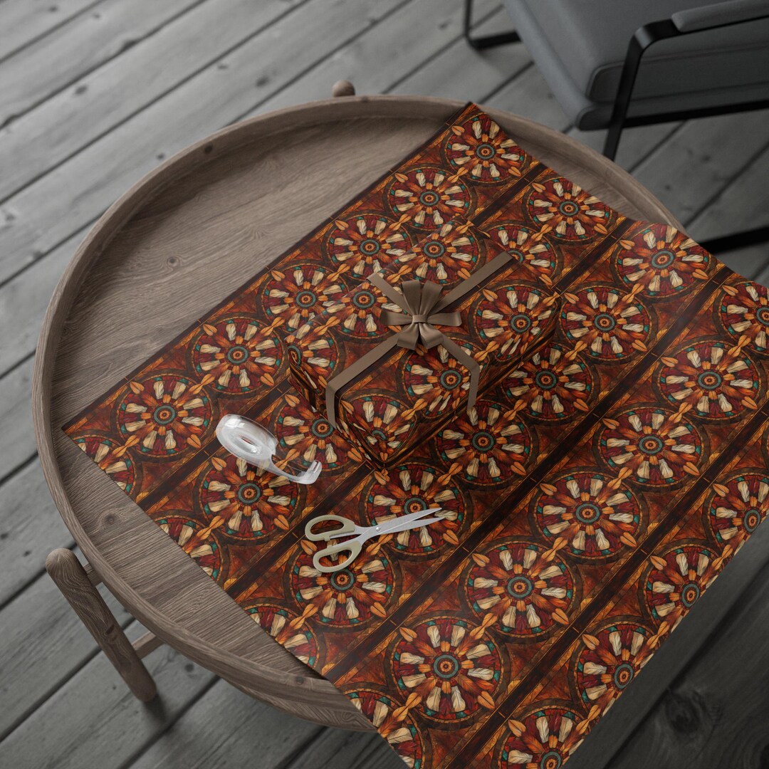 Unique Tribal Feather Art Wrapping Paper - Native American Art Inspired ...