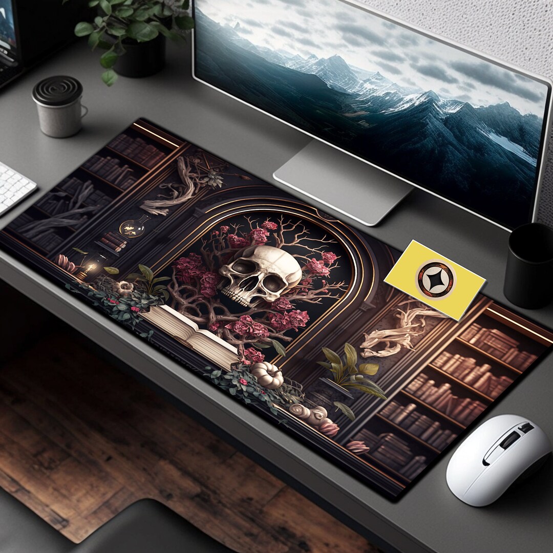 Extra Large Mousepad, Dark Academia Library Writing Desk, Gothic Mouse ...