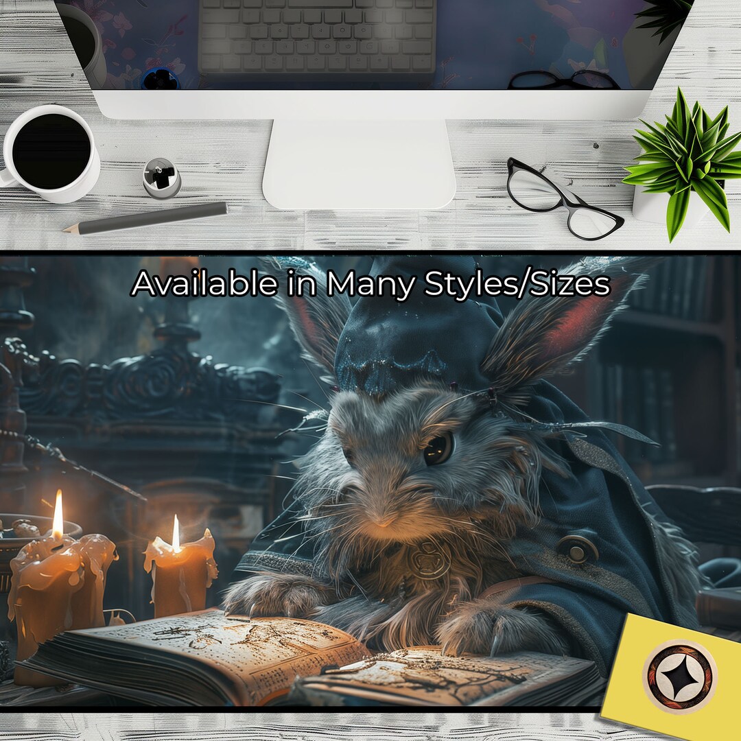 Arcane Scholar Rabbit Custom Playmat for Table Top Gamers, Trading Card ...