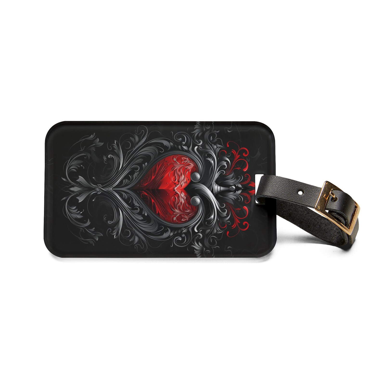 Luggage Tag Featuring Gothic Ornate Heart, Goth Luggage Tag, Goth ...