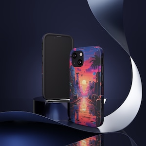 Retrowave Neon City Streets at Sunset, iPhone Case Cute, iPhone Case ...