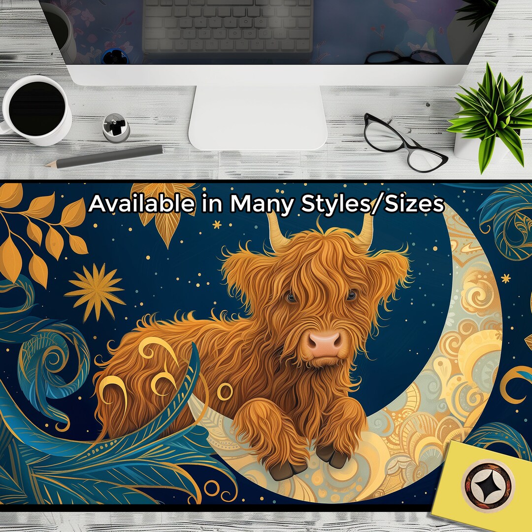 Cute Baby Highland Cow Mouse Pad, Cow Mousepad Cute, Kawaii Desk Mat ...