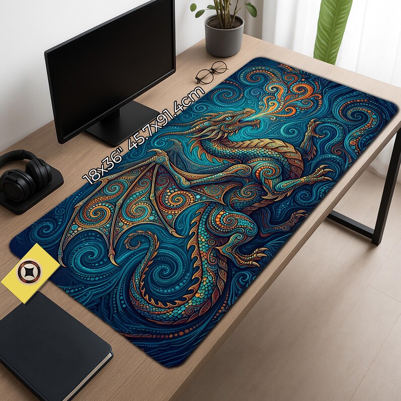 TCG Playmat With Colorful Pointillism Dragon - Etsy