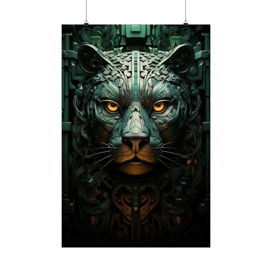 Jaguar Poster, Jaguar Relief Art, Mayan Wall Decor, Maya Jaguar Decor ...