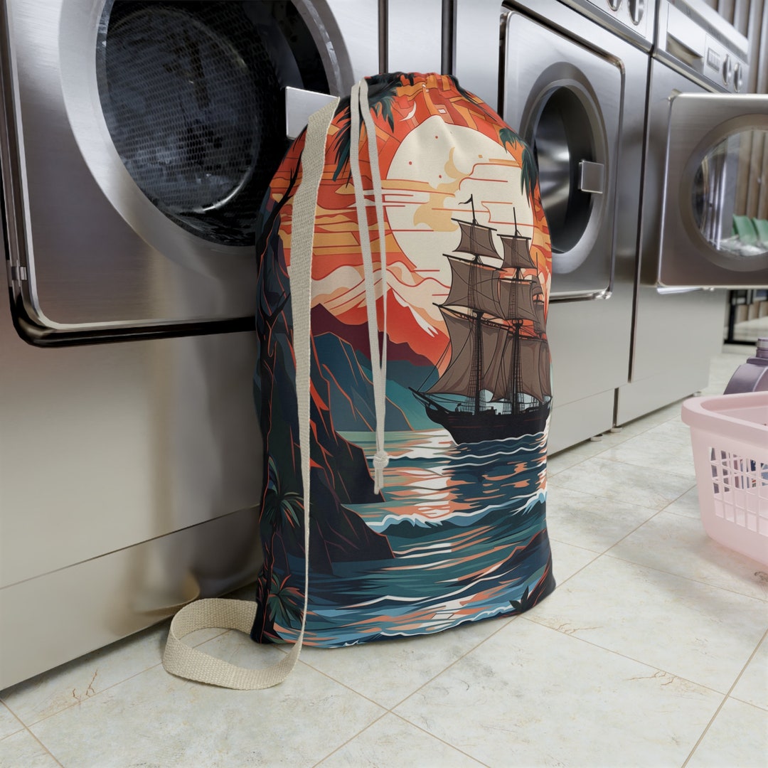 Pirate Ship Laundry Bag, Pirate Stuff, Pirate Dorm Essential, Pirate ...