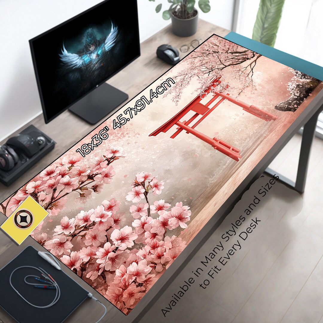 Cozy Zen Desk Decor - Dreamy Japanese Sakura Tori Gate - Oversized ...