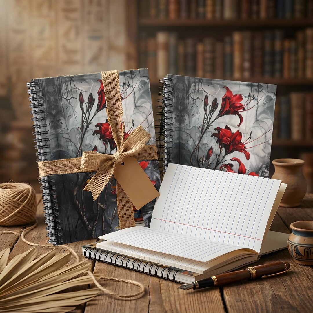 Gothic Red Spidar Lily Art, Personal Journal, Sketchbook, Personalized ...