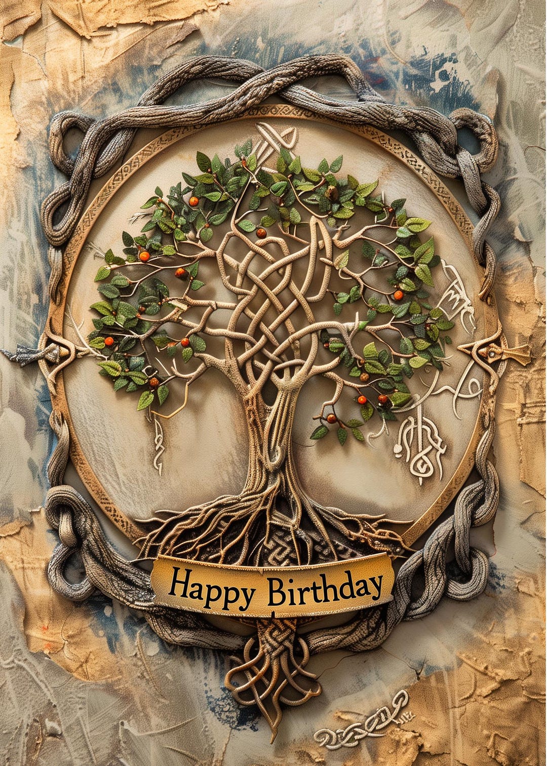 Fantasy Celtic Tree of Life Happy Birthday Card - Celtic Birthday Card ...