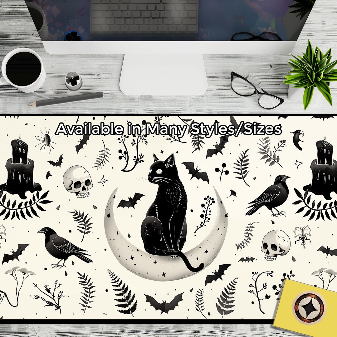 Cute Witchy Goth Desk Mat, Dark Academia Desk Decor, Goth Desk Pad ...