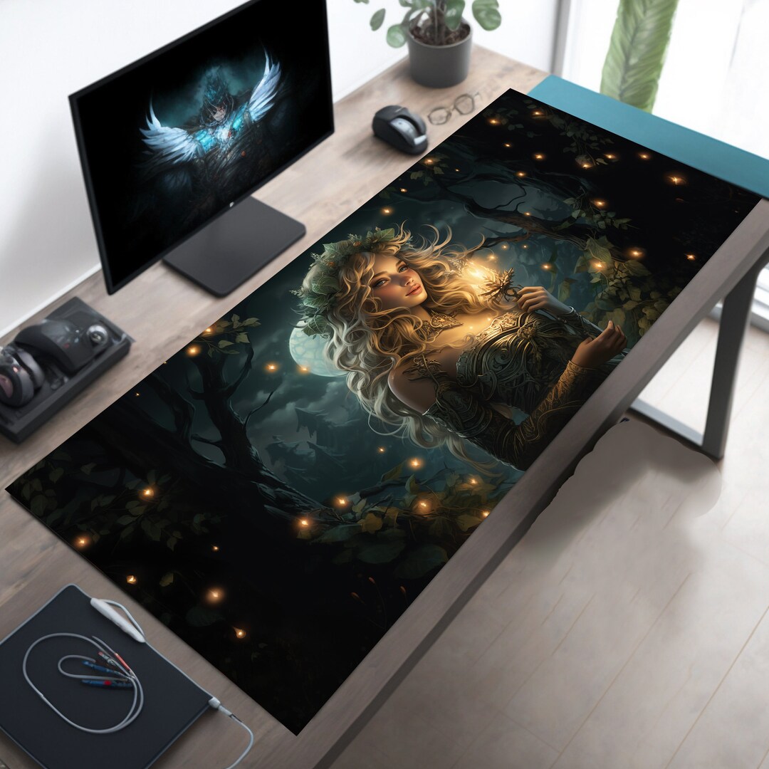 Fantasy Forest Fairy Desk Mat, Forest Nymph Deskmat, Long Mouse Pad ...