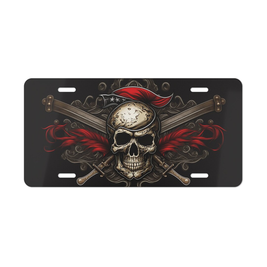 Vanity License Plate, Pirate Skull Car Front Plate, Pirate Art, Front ...