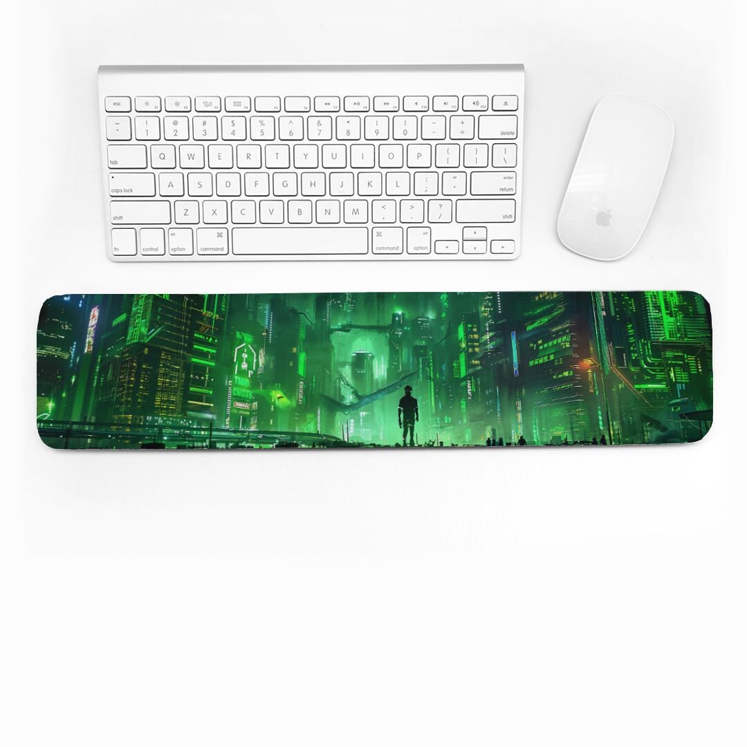 Cyberpunk Neon Green Keyboard Wrist Rest, 1/2" Thick Neoprene Soft ...