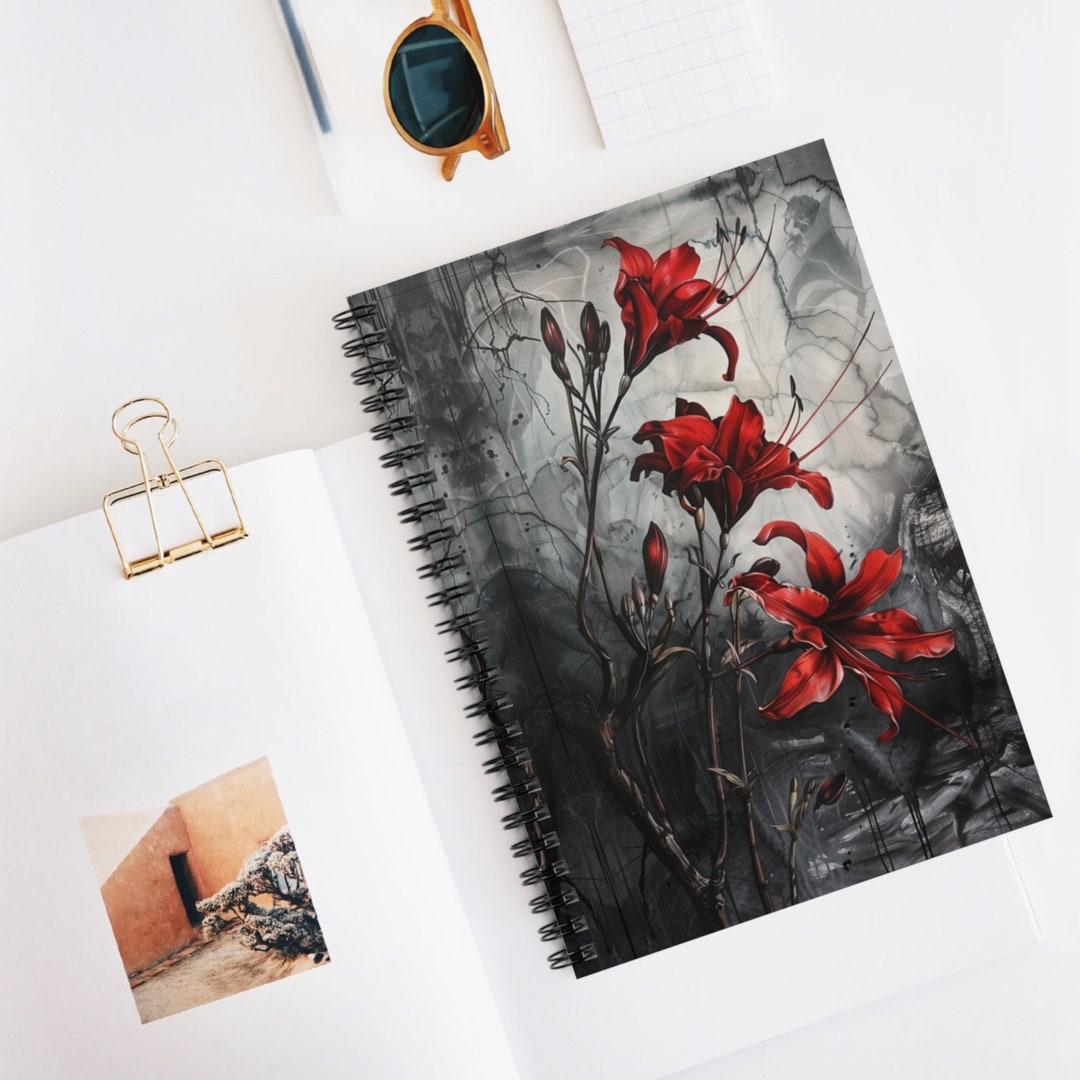 Gothic Red Spidar Lily Art, Personal Journal, Sketchbook, Personalized ...