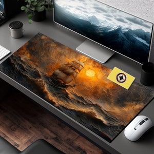Rustic Desk Decor, Aesthetic Pirate Ship Mousepad, Gaming Mouse Pad ...