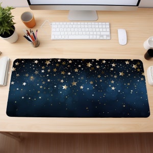 Blue Night Starry Sky Desk Mat, Kawaii Mouse Pad, Cute Mousepad ...