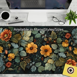 Old World Style Cottagecore Flowers, Cute Desk Decor, Floral Desk Mat ...