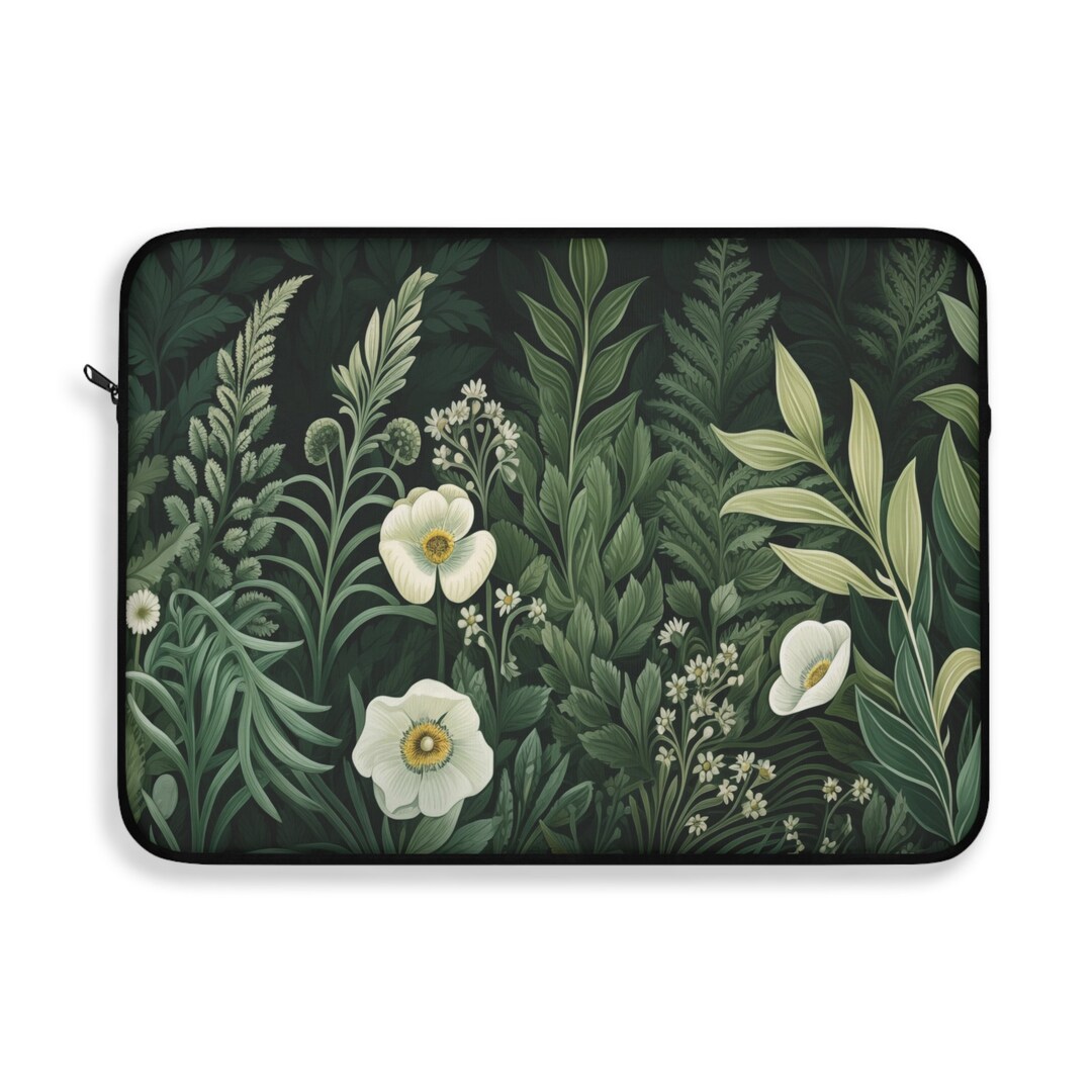 Green Cottagecore Laptop Bag, Cute Laptop Sleeve, Flower Tablet Case ...