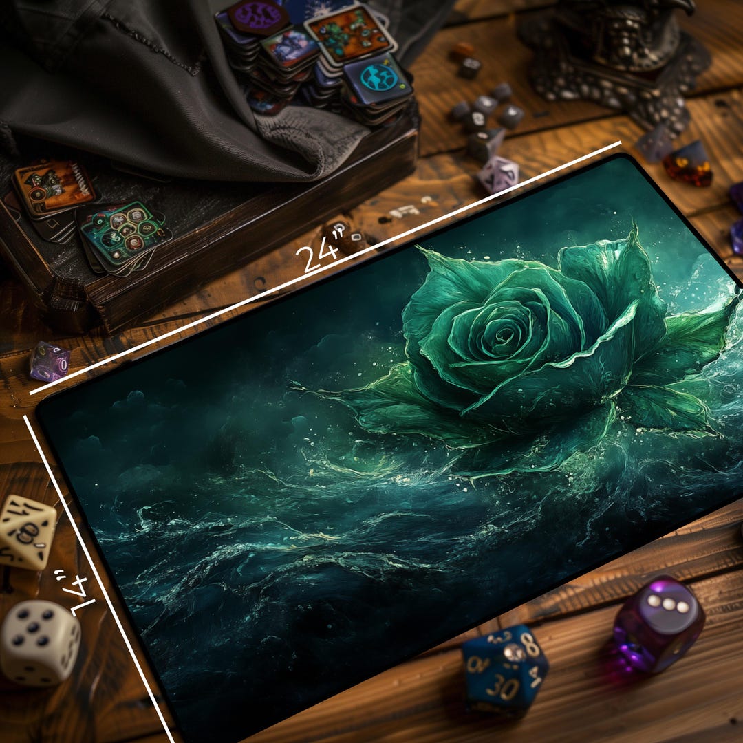 Emerald Ocean Bloom Unique Playmat for TCG Gamers Anime Playmat Non ...