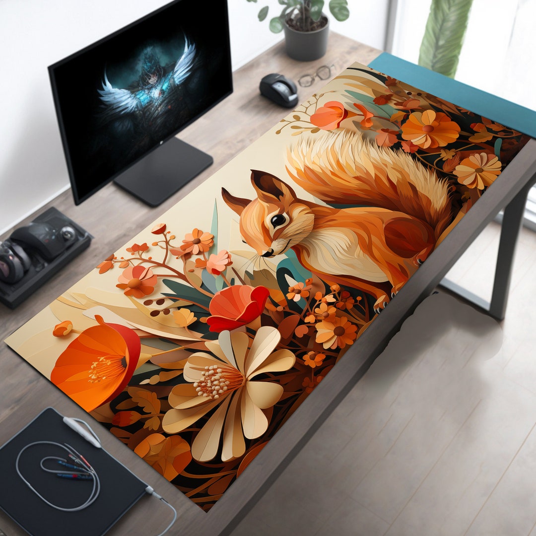 Whimsical Western Red Squirrel Desk Mat, Squirrel Mouse Pad, Squirrel ...