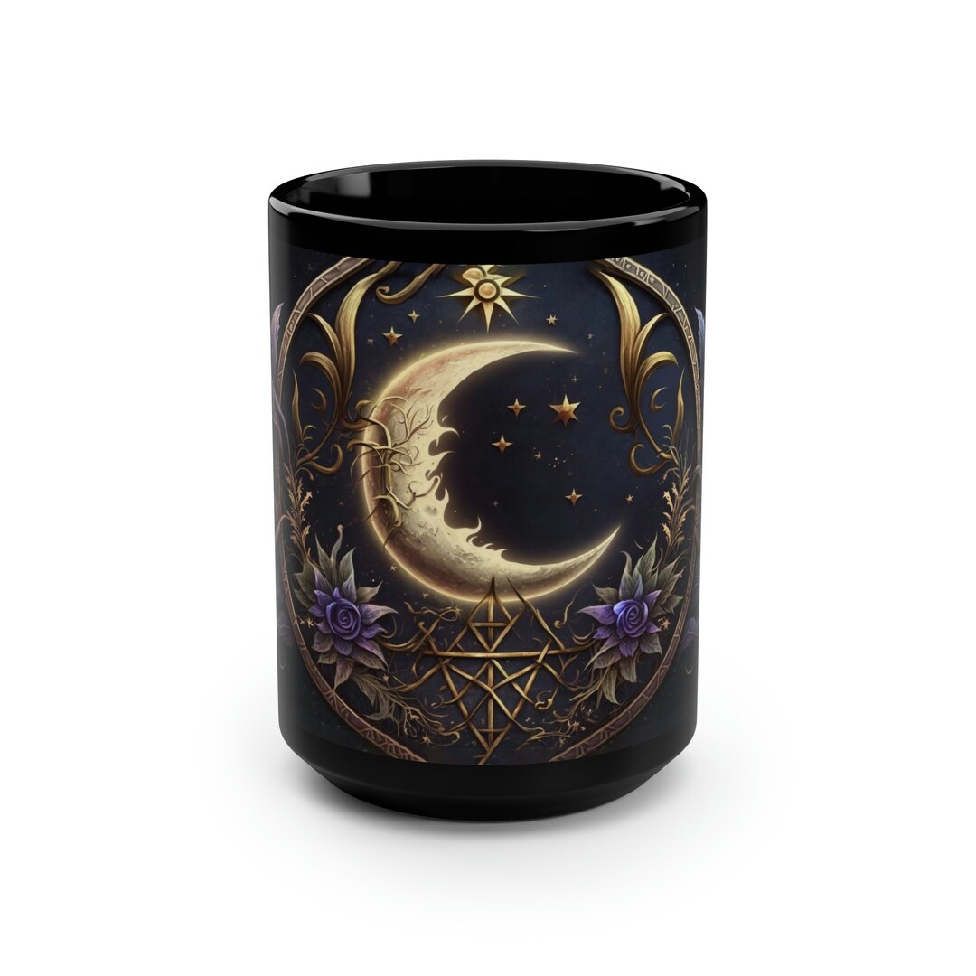 Gothic Moon Coffee Mug, 15oz, Gothic Coffee Mug, Moon Coffee Mug, Black ...