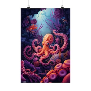 Cute Deep Sea Octopus Poster Art Print - Etsy