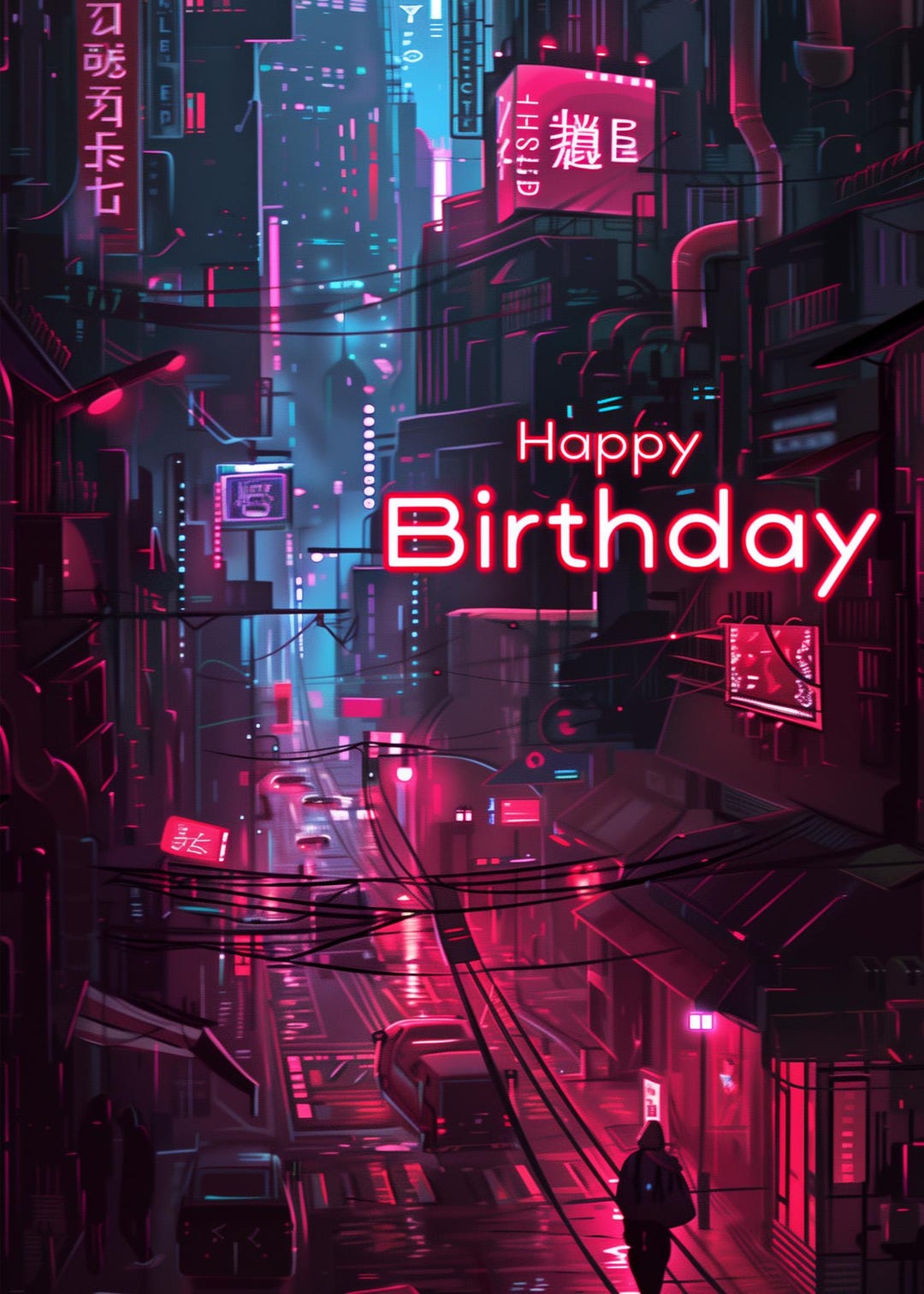 Cyberpunk Gamer Happy Birthday Card, Gamer Birthday Card, Cyberpunk ...