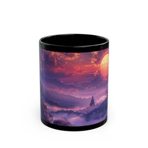 Fantasy Japanese Landscape Art Mug, Purple Mist Mug, Cute Japan Coffee ...