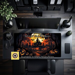 Mysterious Mansion Desk Mat, Spooky Mouse Pad, Halloween Desk Mat ...