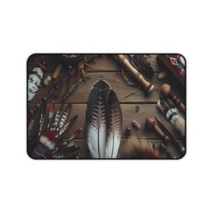 Native American Desk Decor, Tribal Aesthetic Desk Mat Mousepad, Indian ...