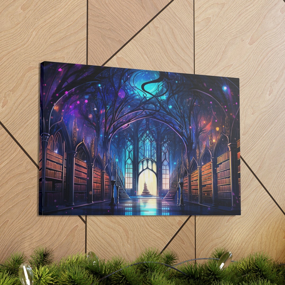 Dark Academia Decor, Gothic Wall Decor, Fantasy Canvas Print, Celestial ...