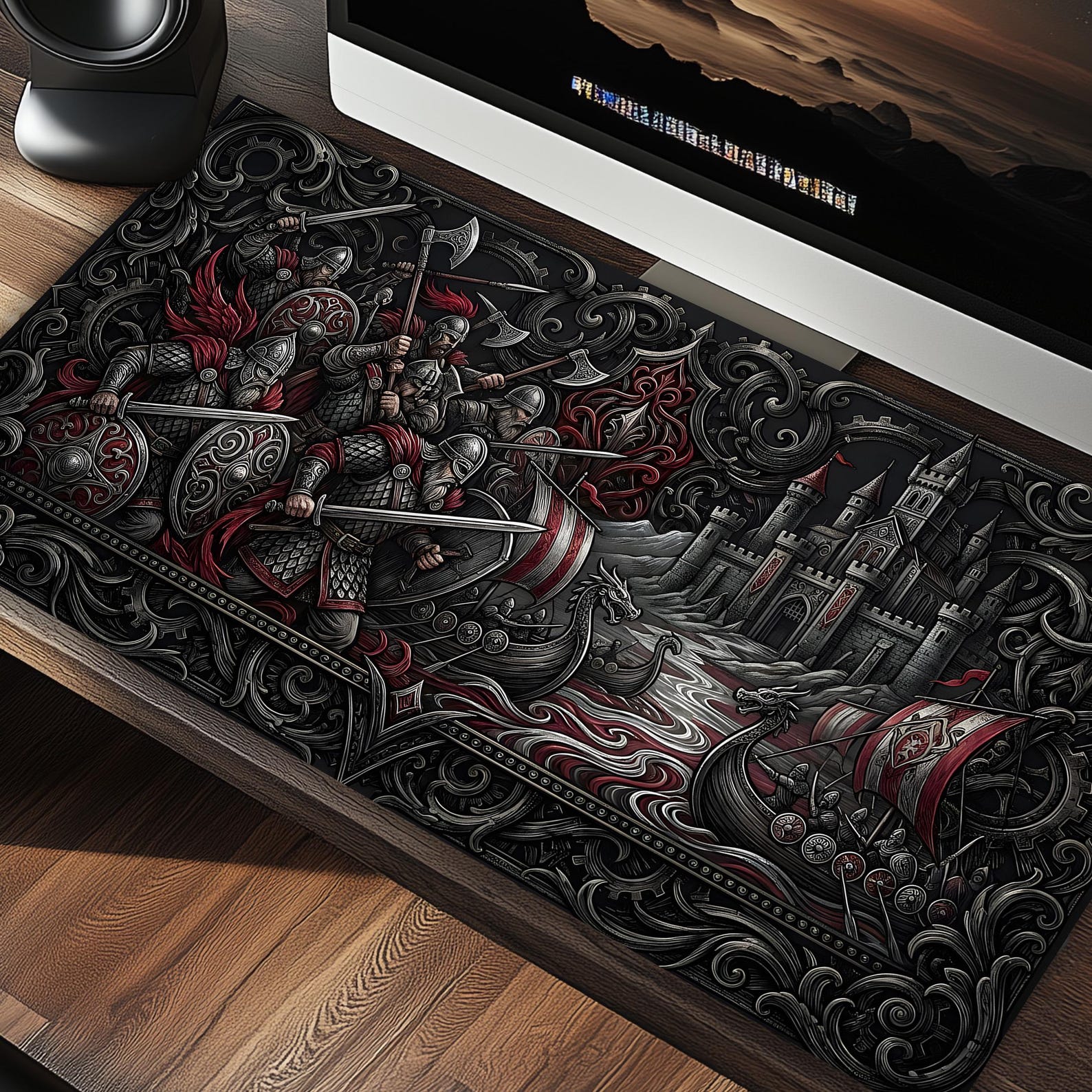 Viking Warfront Desk Mat, Large Gaming Desk Mat, Extended Mouse Pad ...
