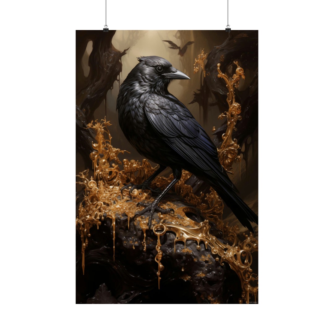 Raven Art Wall Poster, Raven Poster, Goth Rooom Decor, Dark Academia ...