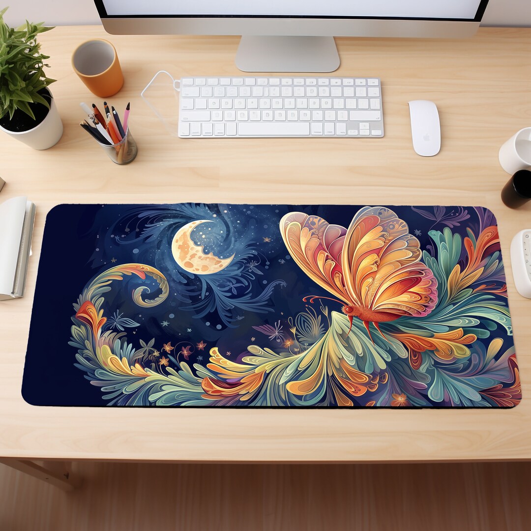 Butterfly Whimsy Aesthetic Desk Mat, Cute Desk Decor, Butterfly Office ...