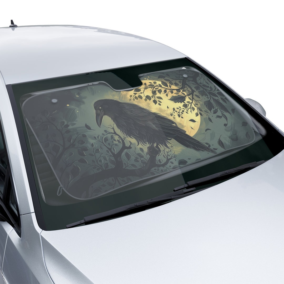 Gothic Raven Car Sun Shade, Goth Car Accessory, Raven Sun Shade, Raven ...