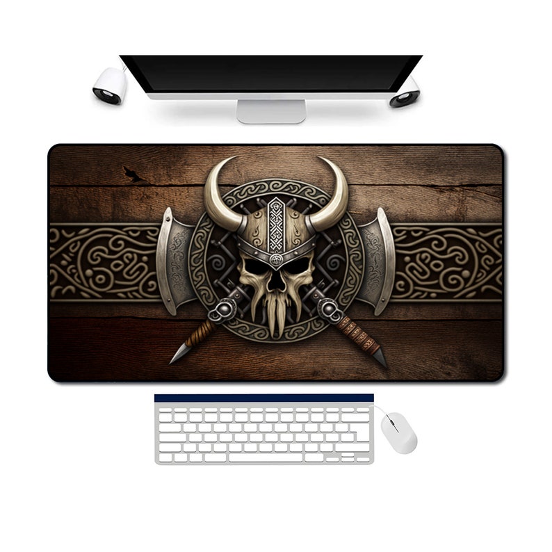 Viking Skull Deskmat Viking Deskpad Skull Desk Mat Viking Desk - Etsy