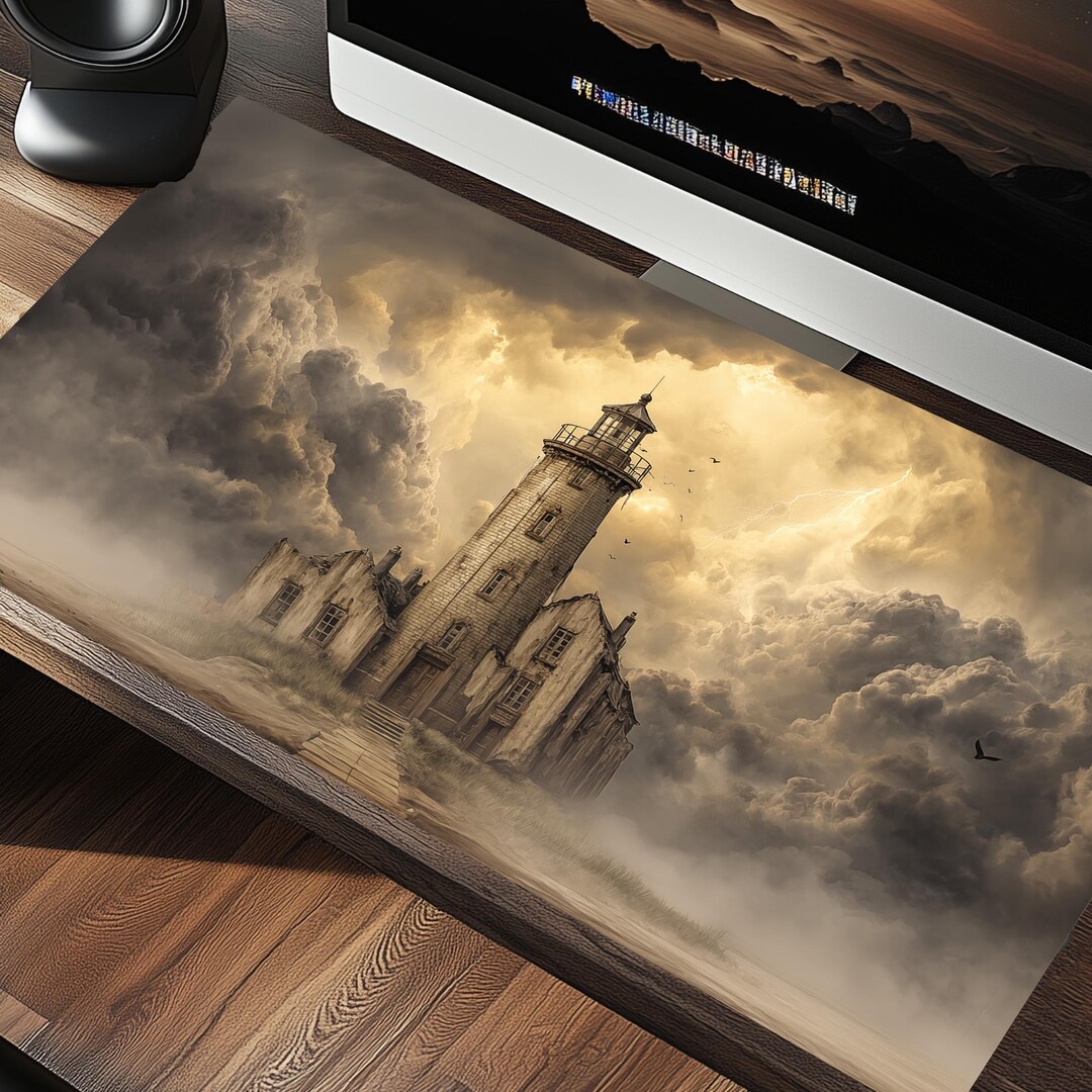 Crumbling Forgotten Lighthouse - Aesthetic Art Desk Mat Mousepad - Art ...
