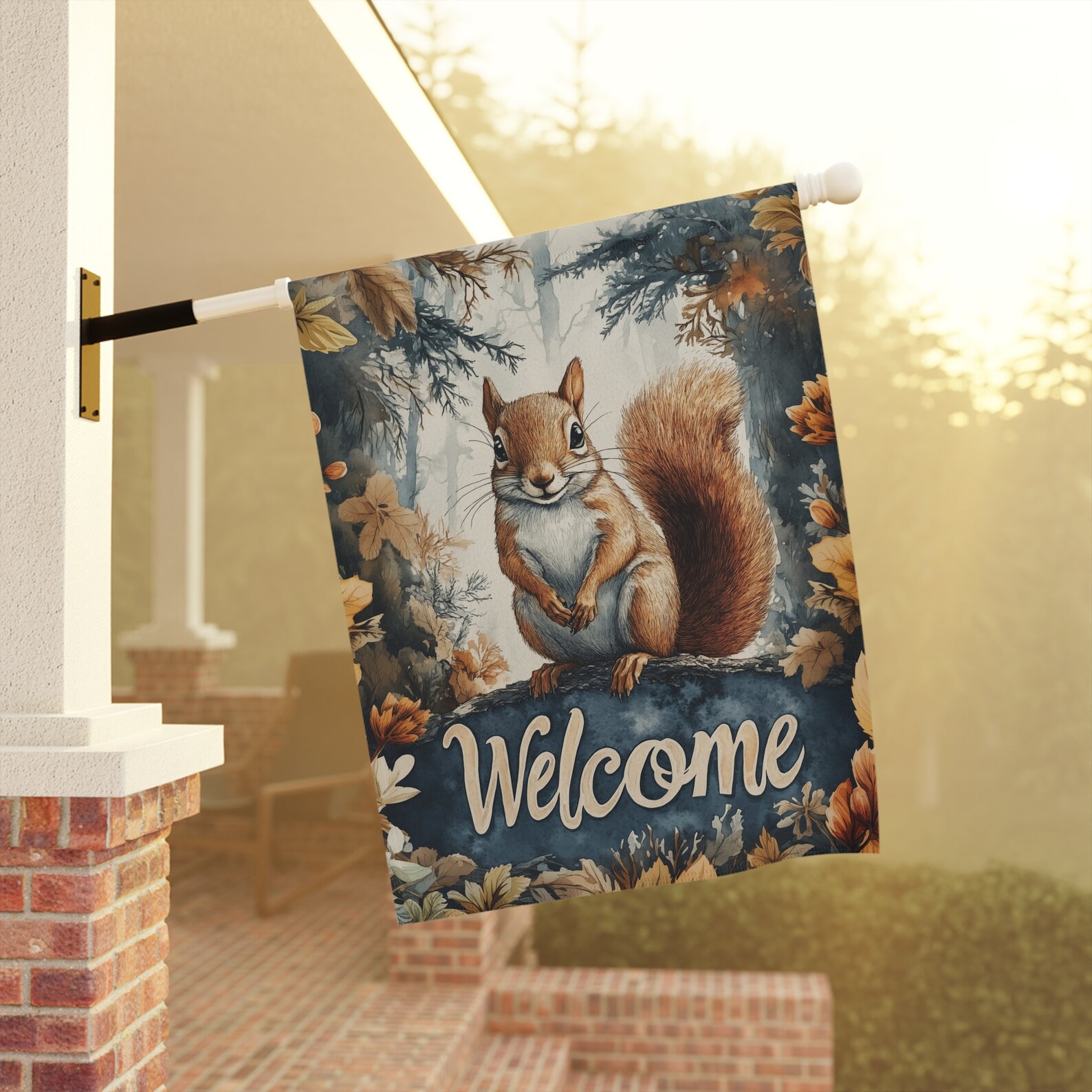 Cute Patio Banner - Cottagecore Squirrel Welcome Banner - Garden Banner ...