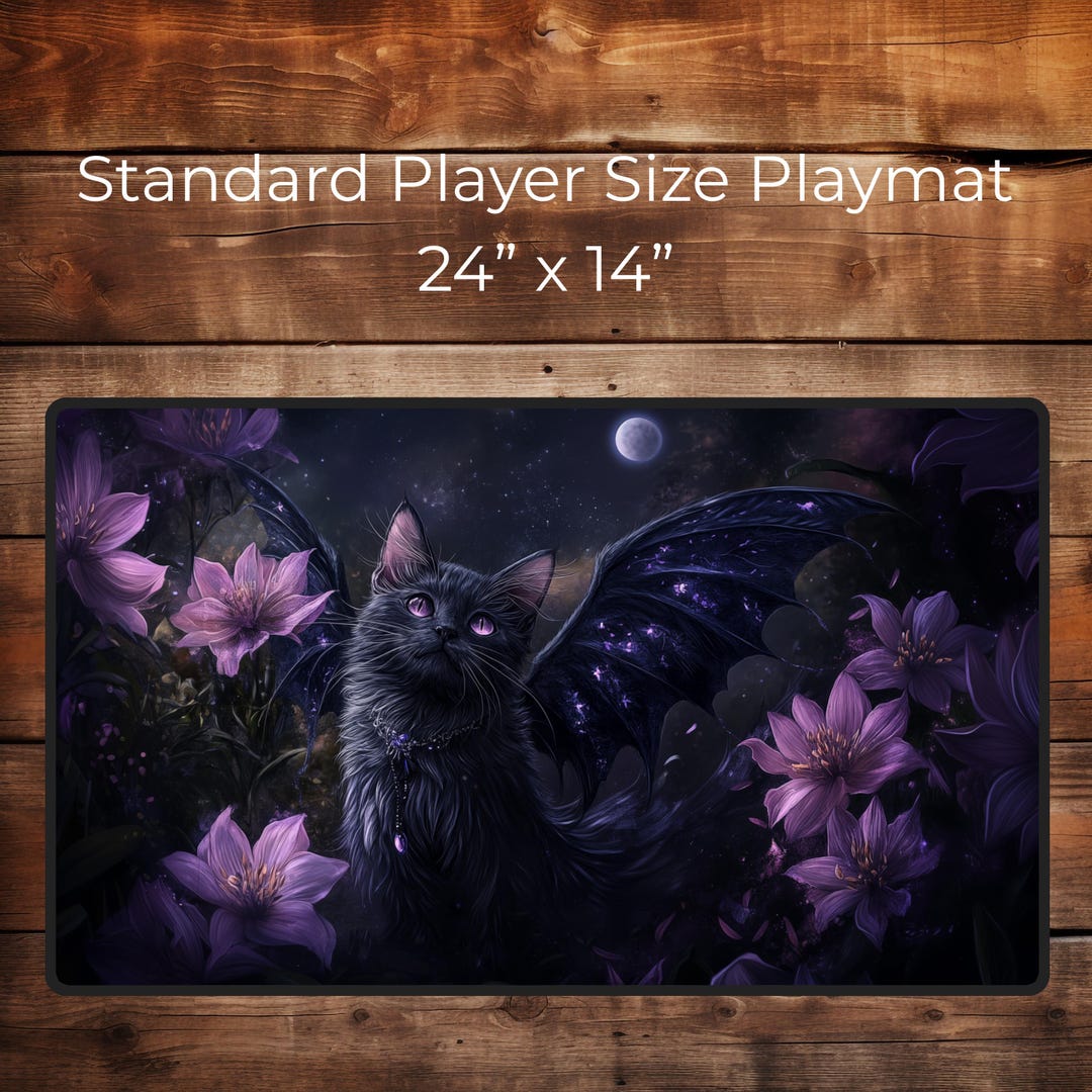 Enchanted Feline Nocturne - Ferry Cat TCG Playmat Cat - Fantasy Play ...