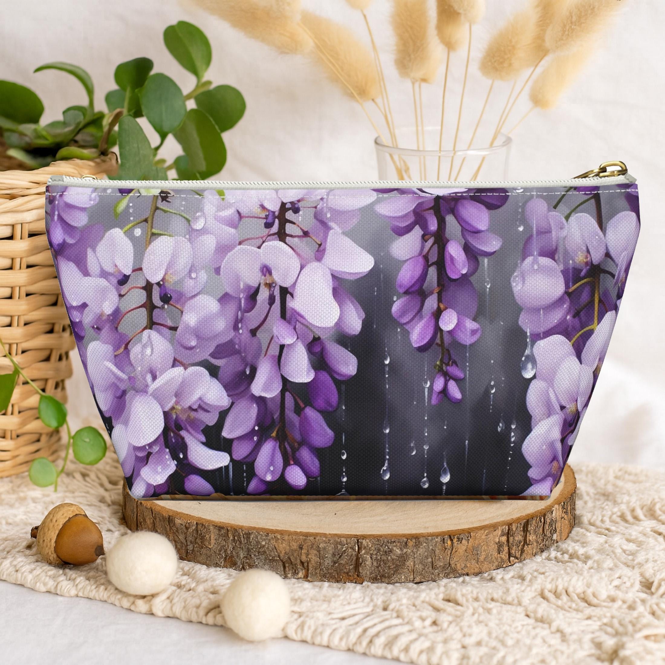 Night Rain Wisteria Cute Travel Makeup Bag, Cottagecore Cosmetic Bag ...