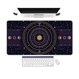 Abstract Celestial Purple Desk Mat, Gaming Accessory, Gaming Mouse Pad ...