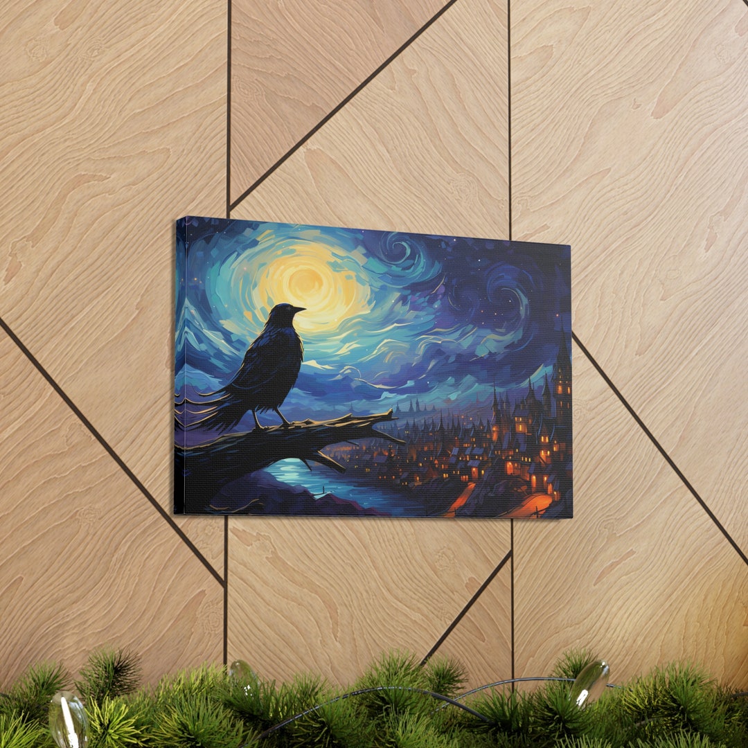 Gothic Wall Canvas, Raven Wall Art, Raven Canvas Print, Gothic Canvas ...